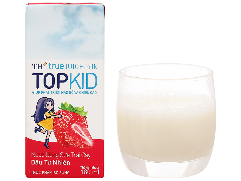 4 hộp sữa trái cây TH Topkid dâu 180ml tại Bách Hoá XANH