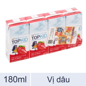 4 hộp sữa trái cây TH Topkid dâu 180ml tại Bách Hoá XANH