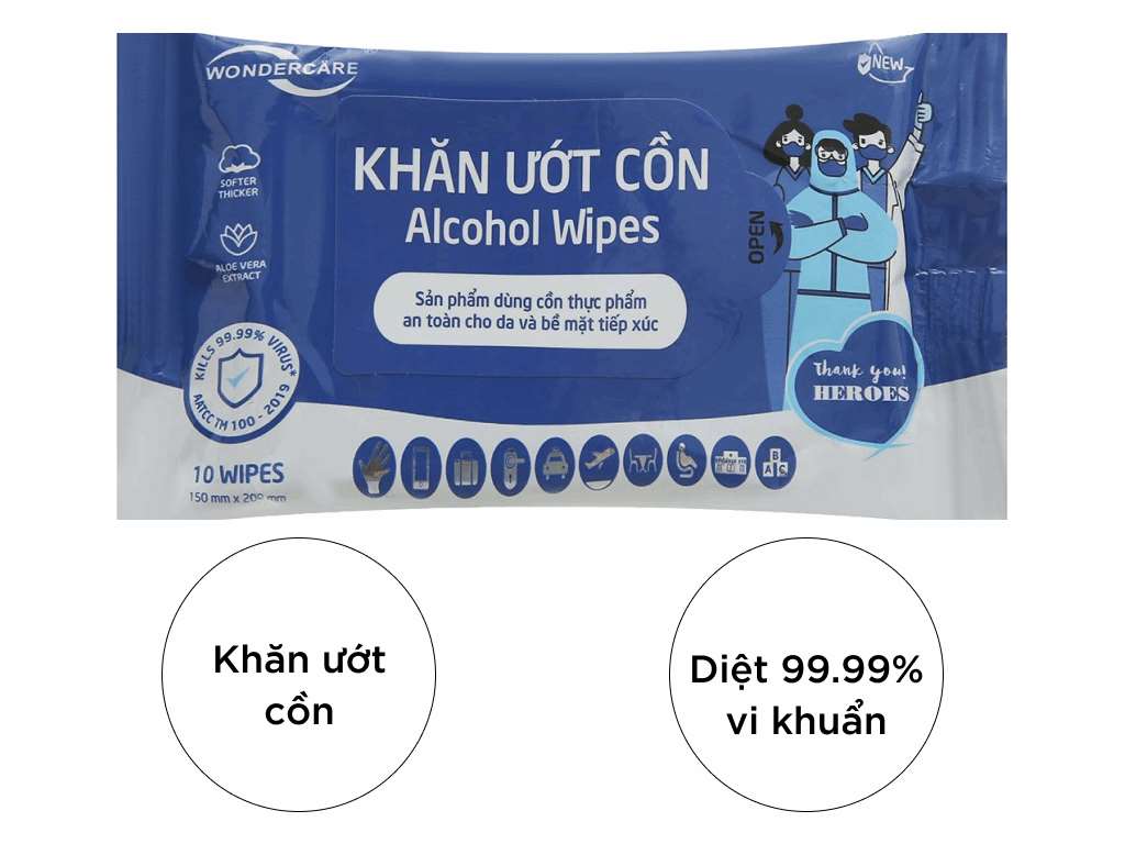 Khăn ướt cồn Wonder Care 10 miếng giá tốt tại Bách hoá XANH