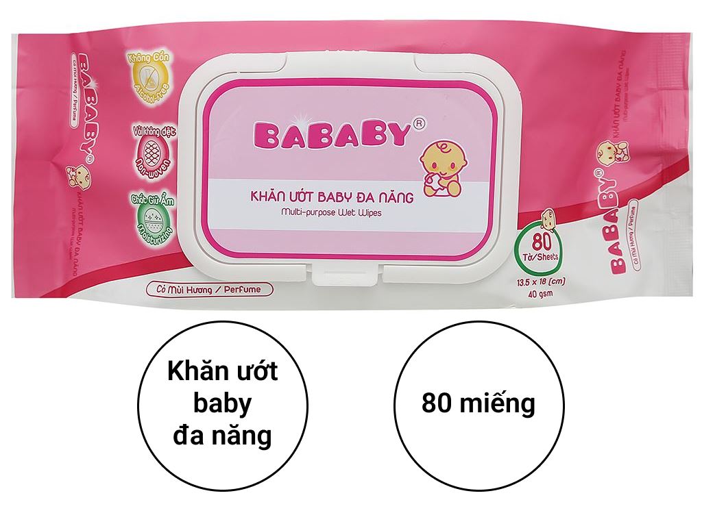 Khăn ướt em bé Bababy gói 80 miếng giá tốt tại Bách hoá XANH