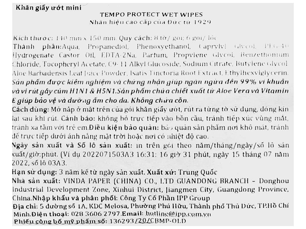 Lốc 6 gói khăn giấy ướt mini Tempo 8 miếng tại Bách hóa XANH