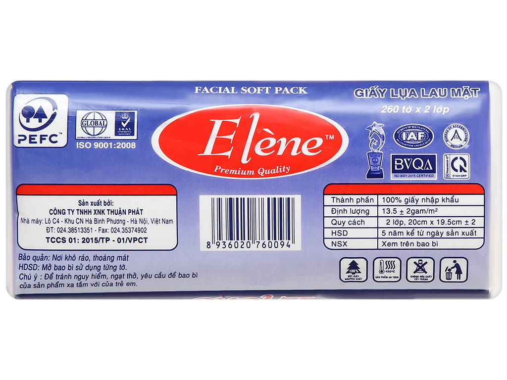 Khăn giấy lụa Elène Premium 2 lớp 260 tờ tại Bách hóa XANH