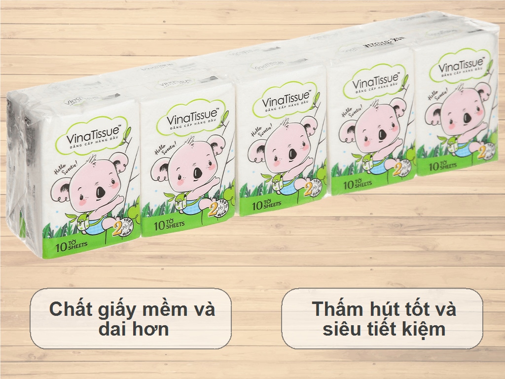 5 lốc 10 gói khăn giấy VinaTissue 2 lớp 10 tờ Bách hóa XANH