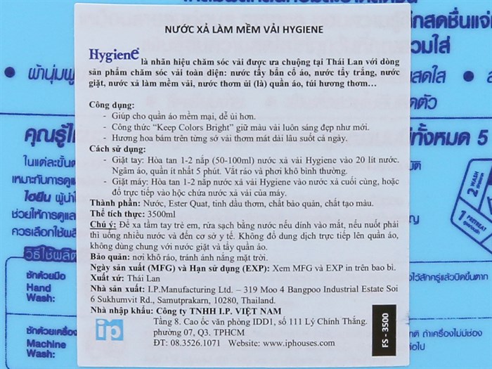 Nước xả cho bé Hygiene Ocean Blue 3.5 lít tại Bách hoá XANH