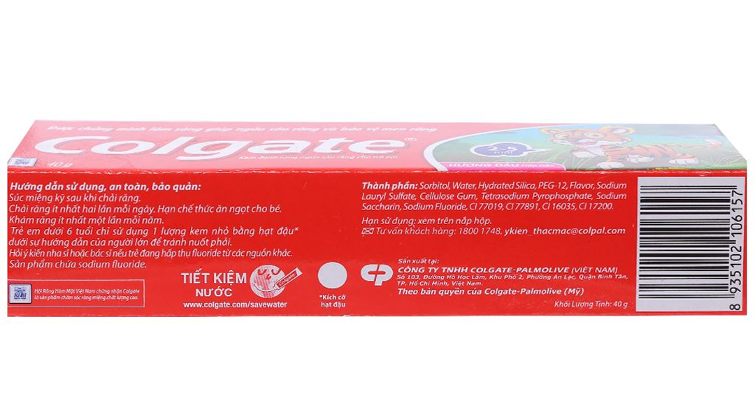 Kem đánh răng cho bé từ 2 - 5 tuổi Colgate Tiger hương dâu tuýp 40g ...