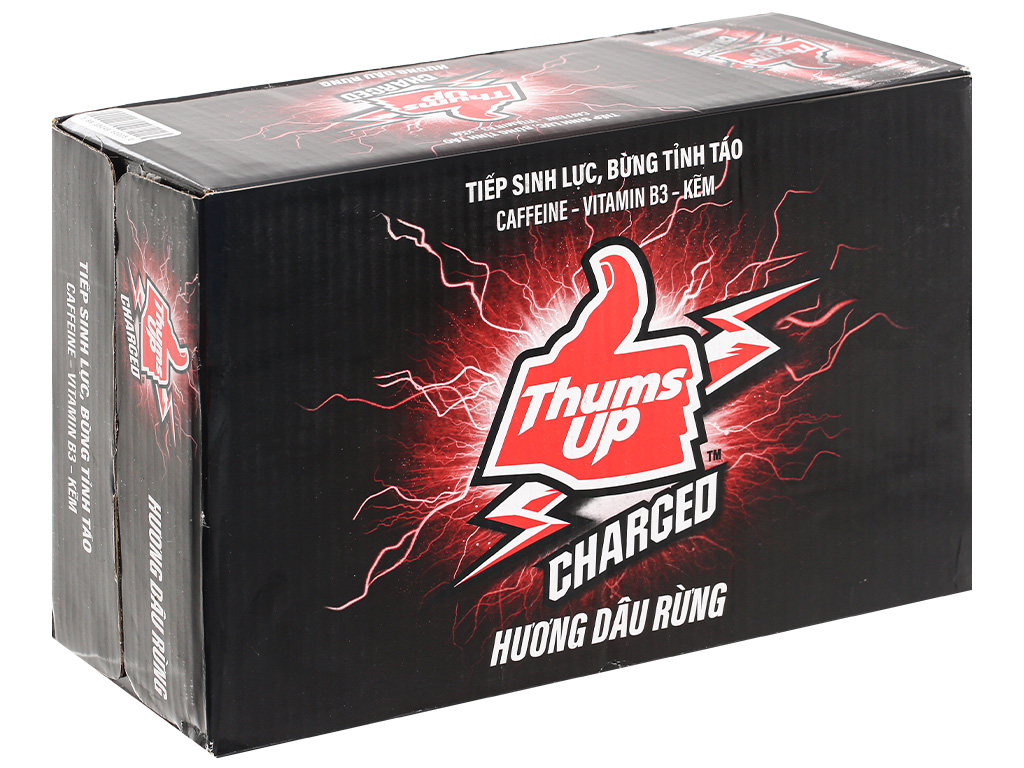Thùng 24 lon Thums Up Charged dâu 320ml tại Bách Hóa Xanh