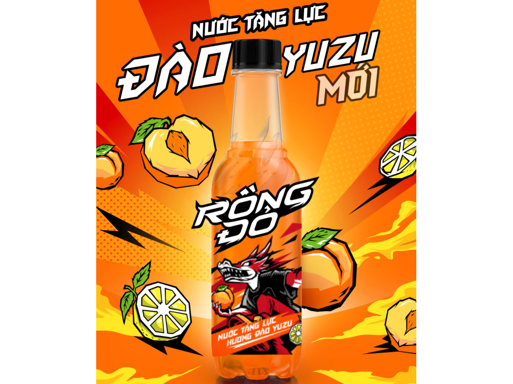 Nước tăng lực Rồng Đỏ vị đào yuzu 330ml | Bách Hóa Xanh