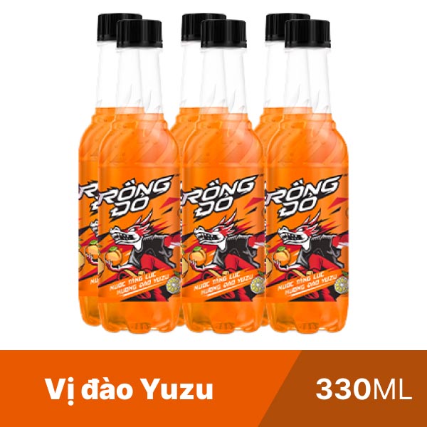 Thùng 24 chai nước tăng lực Rồng Đỏ vị đào yuzu 330ml