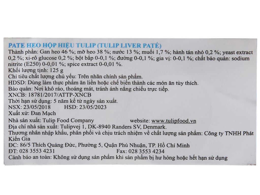 Pate gan heo Tulip ngon hộp 125g giá tốt tại Bách hoá XANH