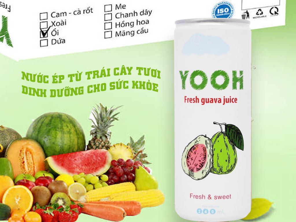 Nước ép ổi tươi Yooh lon 240ml giá tốt tại Bách hoá XANH