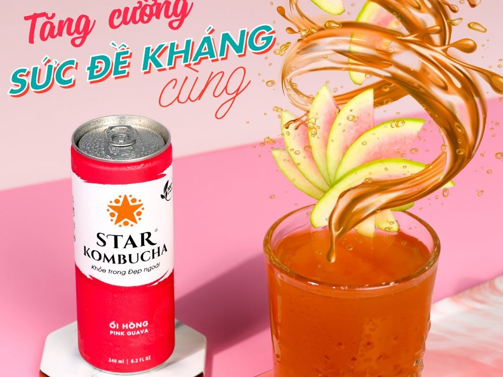 12 lon Star Kombucha ổi hồng 240ml giá tốt tại Bách hoá XANH