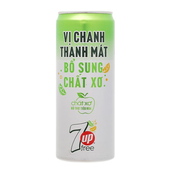 Nước ngọt 7Up ít calo bổ sung chất xơ lon 320ml - 03/2025 ...