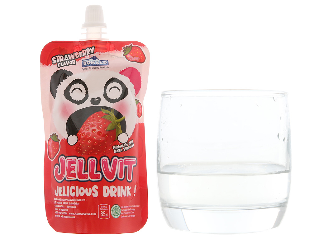 Lốc 10 túi thạch trái cây vị dâu Jellvit 85ml Bách Hóa XANH