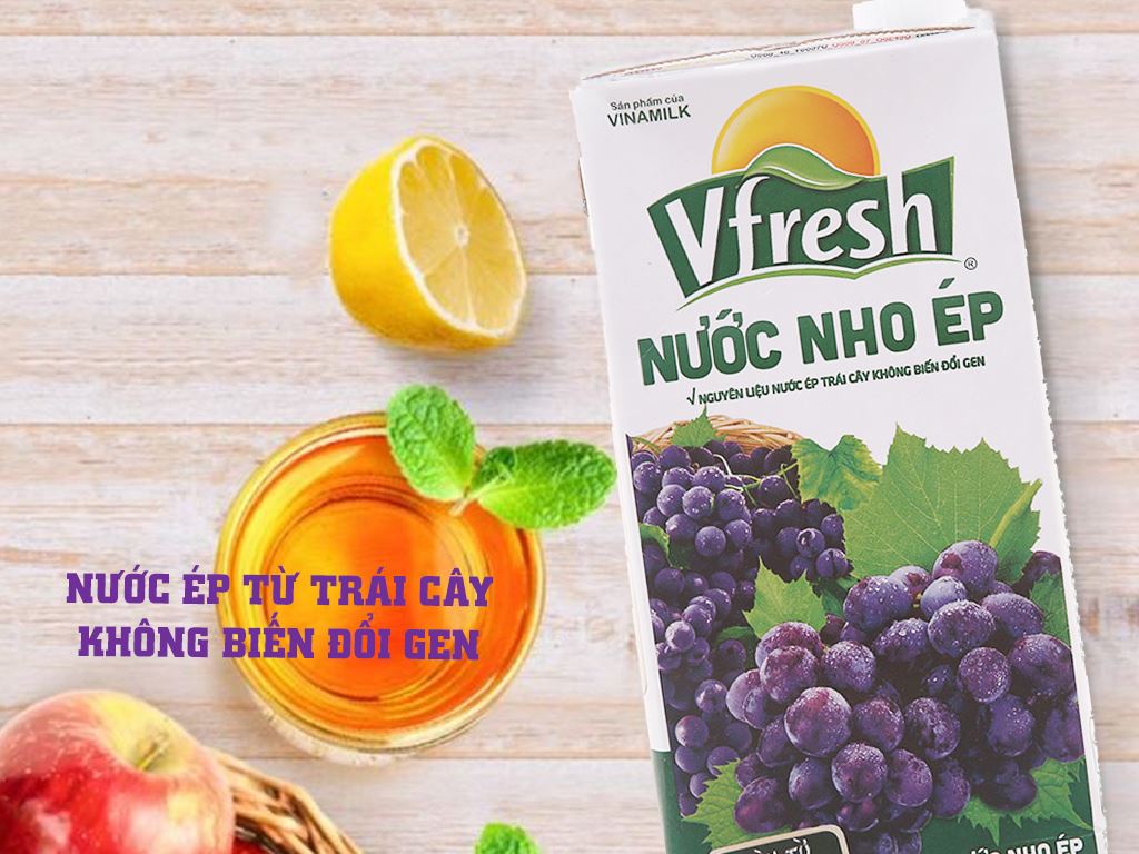 Nước ép nho 100% Vfresh hộp 1 lít giá tốt tại Bách hoá XANH