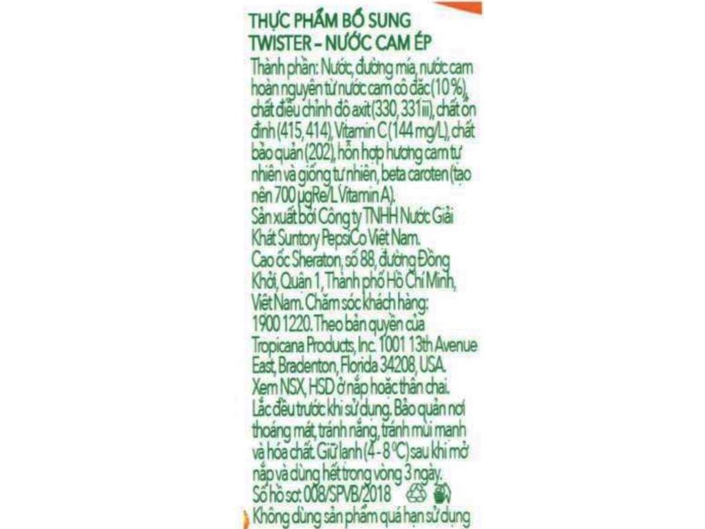 6 chai nước cam ép Twister 455ml giá tốt tại Bách hoá XANH