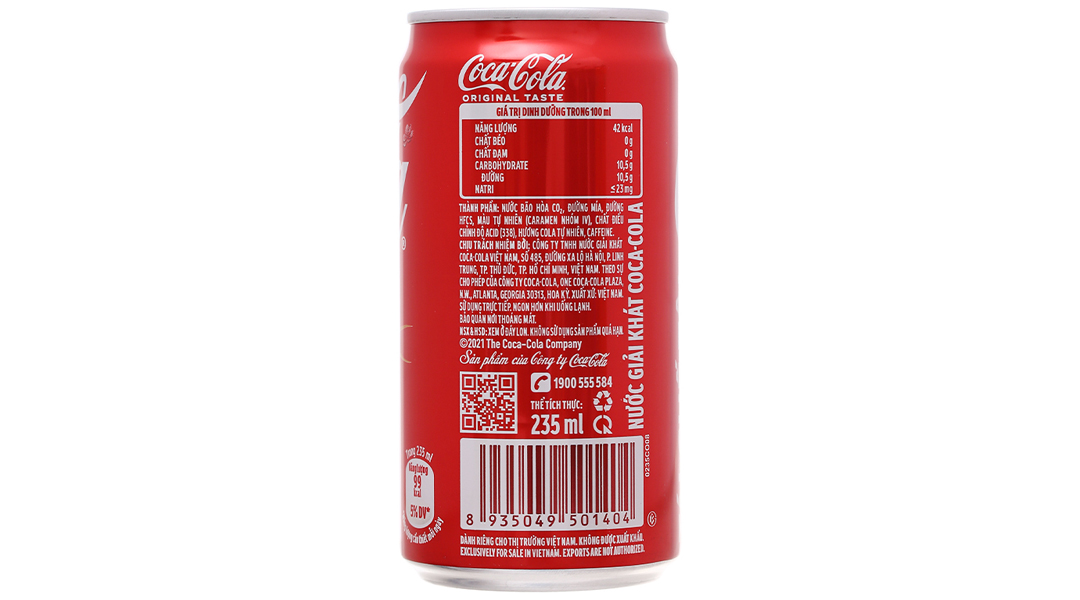 Nước ngọt Coca Cola vị nguyên bản lon 235ml - 07/2024 | nhathuocankhang.com