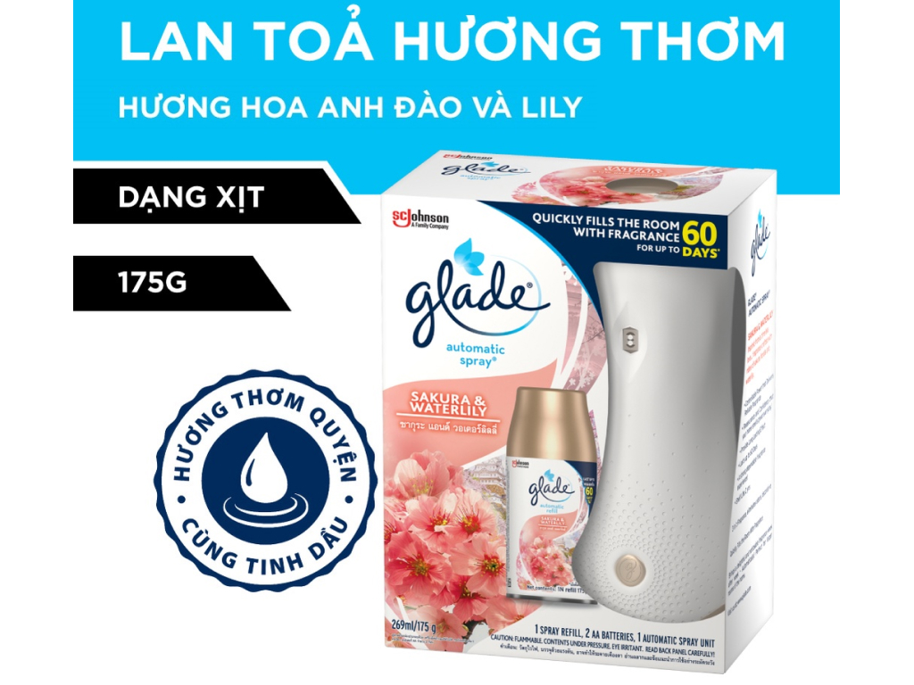 Xịt phòng hoa đào & lily Glade 400g tại Bách hoá XANH