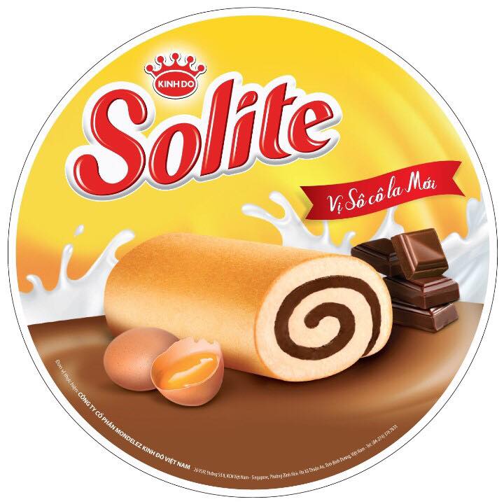Bánh bông lan cuộn kem Solite vị socola - 288g (18g x 16 gói) x 12 hộp
