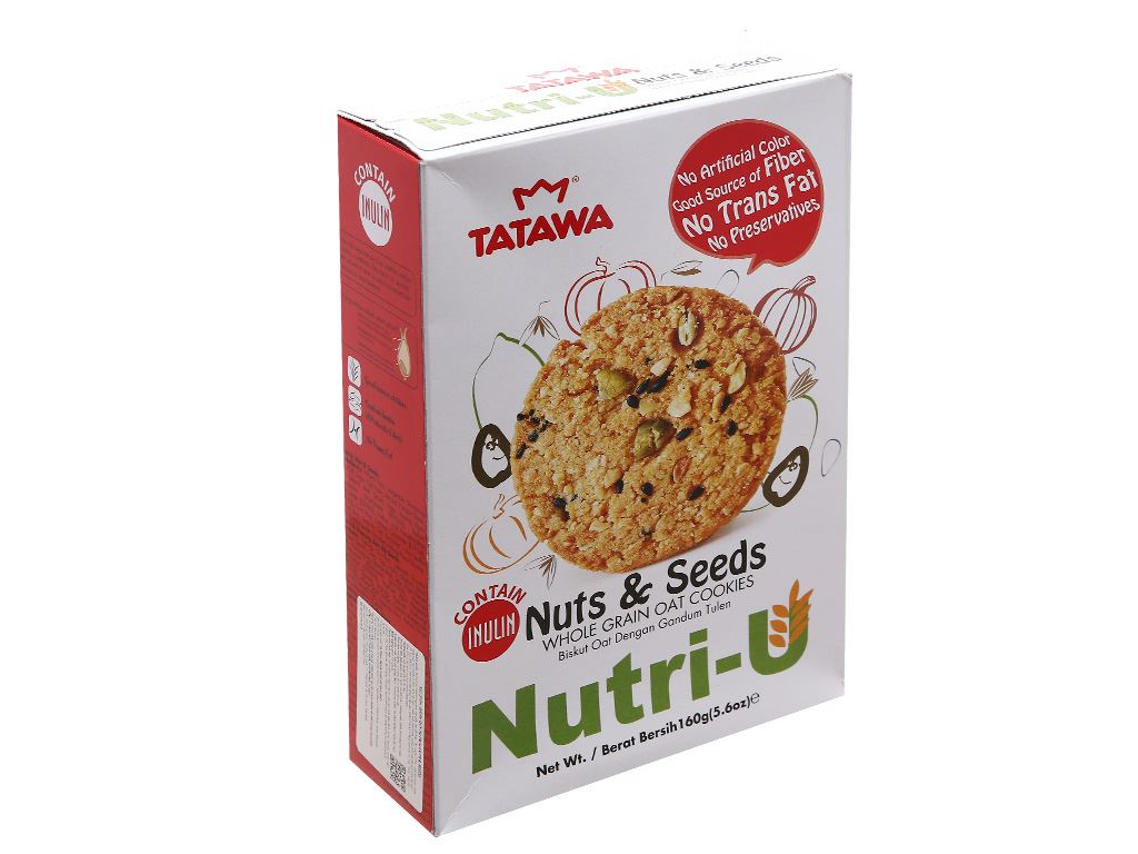Bánh quy nutri-u nuts & seeds Tatawa hộp 160g Bách hóa XANH