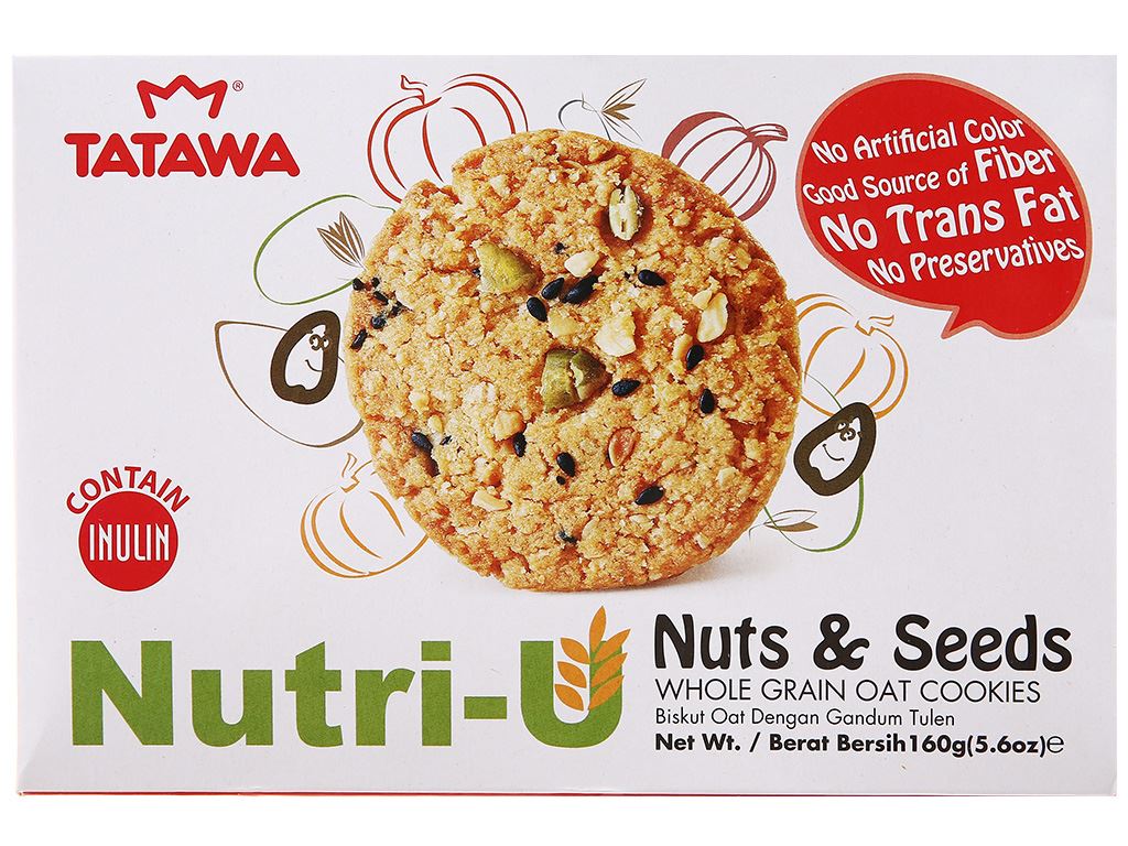 Bánh quy nutri-u nuts & seeds Tatawa hộp 160g Bách hóa XANH