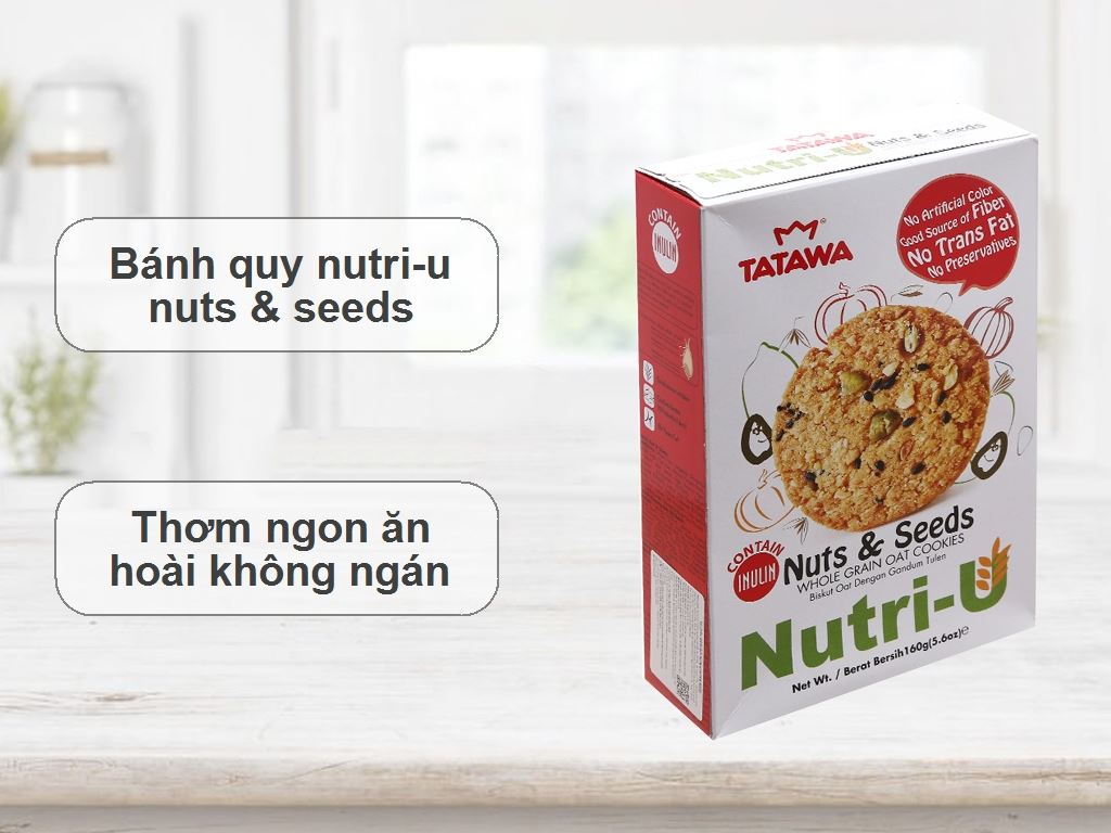 Bánh quy nutri-u nuts & seeds Tatawa hộp 160g Bách hóa XANH