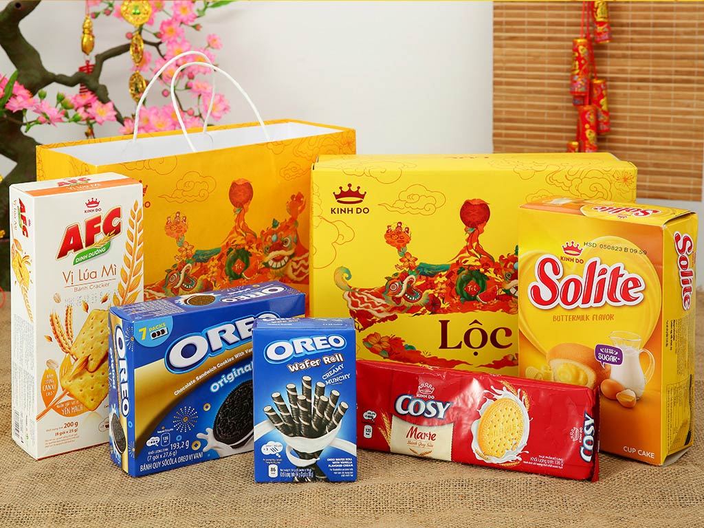 Bộ quà Tết Kinh Đô Lộc Vàng hộp 727.2g tại Bách hóa XANH