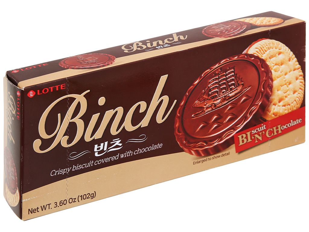 Bánh quy phủ socola Binch Lotte gói 102g tại Bách hóa XANH