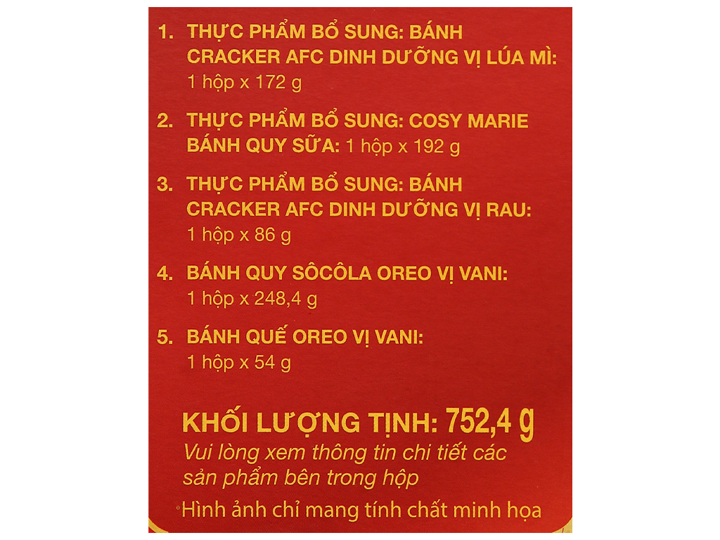 Bộ quà Tết Kinh Đô Lộc III đỏ hộp 752.4g tại Bách hóa XANH