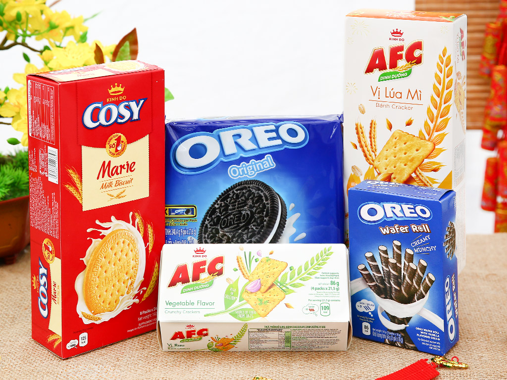 Bộ quà Tết Kinh Đô Lộc III đỏ hộp 752.4g tại Bách hóa XANH