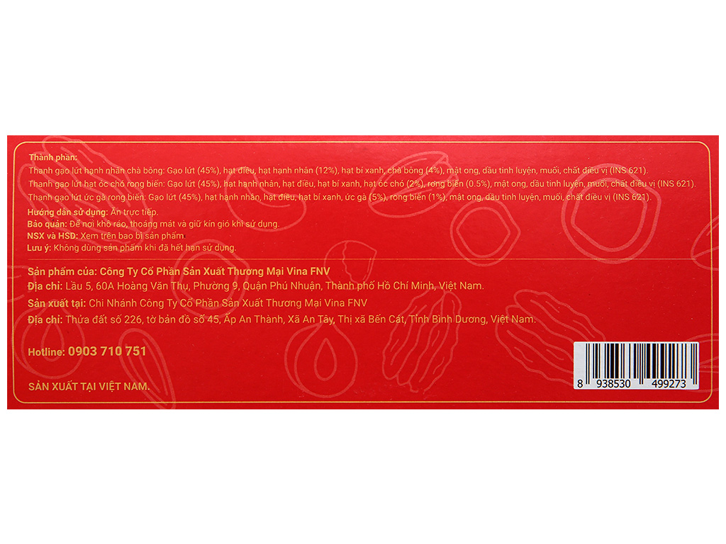 Thanh gạo lứt dinh dưỡng FnV 360g Bách hoá XANH