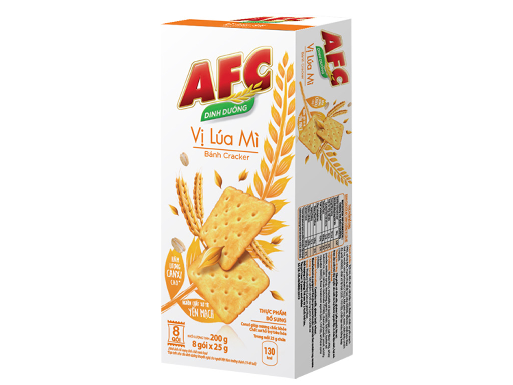 Bánh quy cracker AFC Dinh Dưỡng - vị lúa mì 200g x 16 hộp