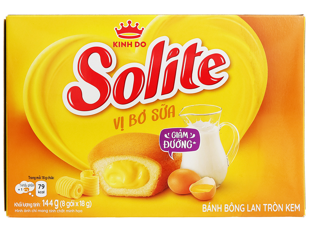 Bánh bông lan tròn kem bơ sữa Solite 144g tại Bách hóa XANH
