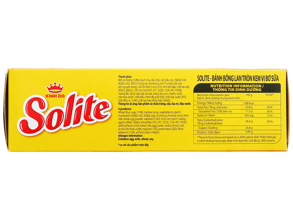 Bánh bông lan tròn kem bơ sữa Solite 144g tại Bách hóa XANH