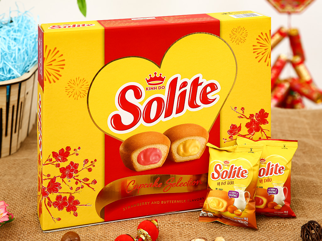 Bánh bông lan tròn bơ sữa dâu Solite 324g tại Bách hóa XANH