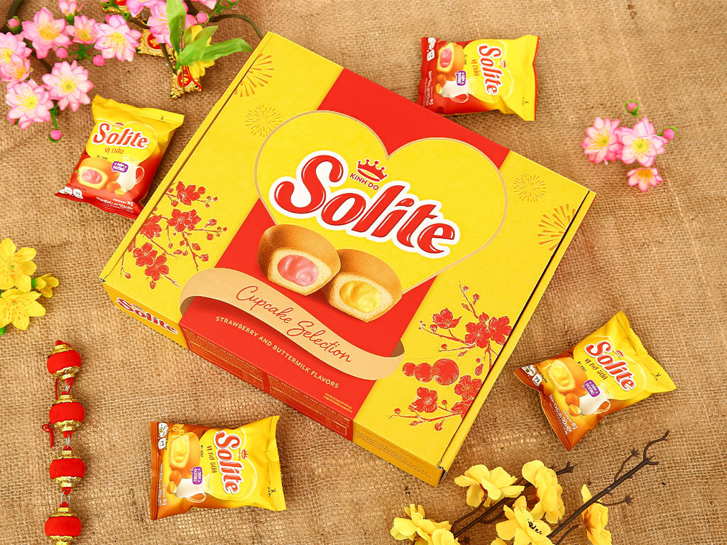 Bánh bông lan tròn bơ sữa dâu Solite 324g tại Bách hóa XANH