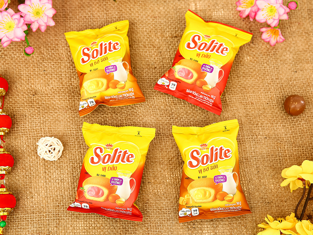 Bánh bông lan tròn bơ sữa dâu Solite 324g tại Bách hóa XANH