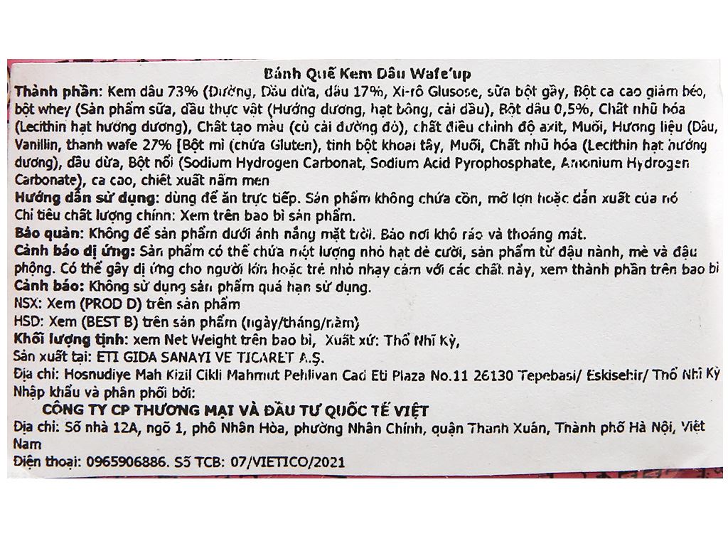 Bánh quế vị kem dâu Eti Wafe 'up gói 40g bách hóa XANH