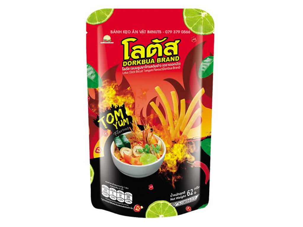 Bánh que Dorkbua vị Tomyum gói 62g tại Bách hoá XANH