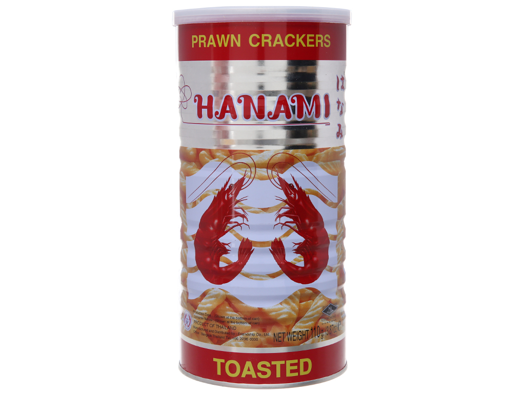 Snack tôm Hanami lon 110g giòn ngon, hấp dẫn, giá tốt