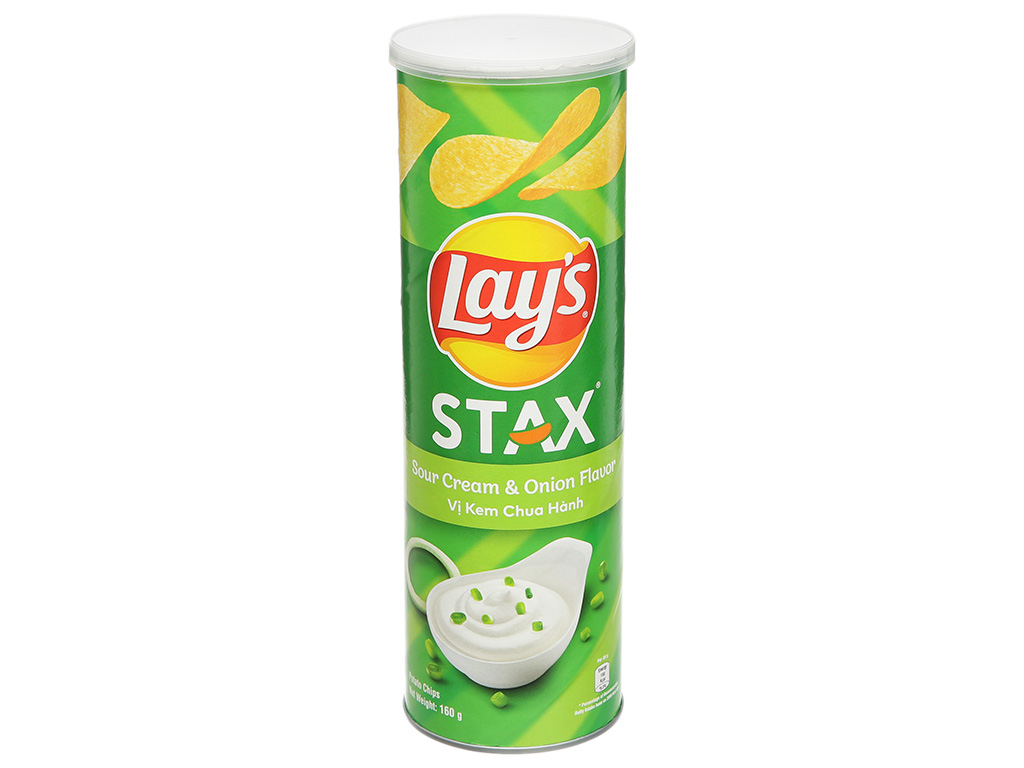 Snack khoai tây kem chua Lay's Stax lon 160g Bách hóa XANH
