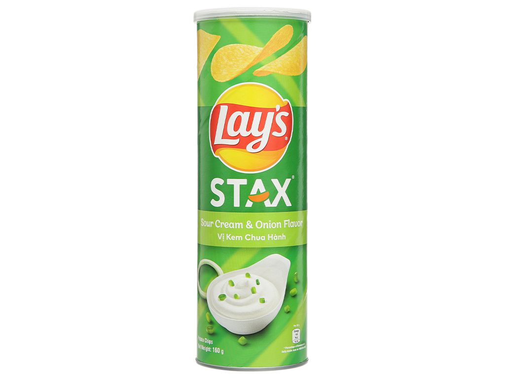 Snack khoai tây kem chua Lay's Stax lon 160g Bách hóa XANH