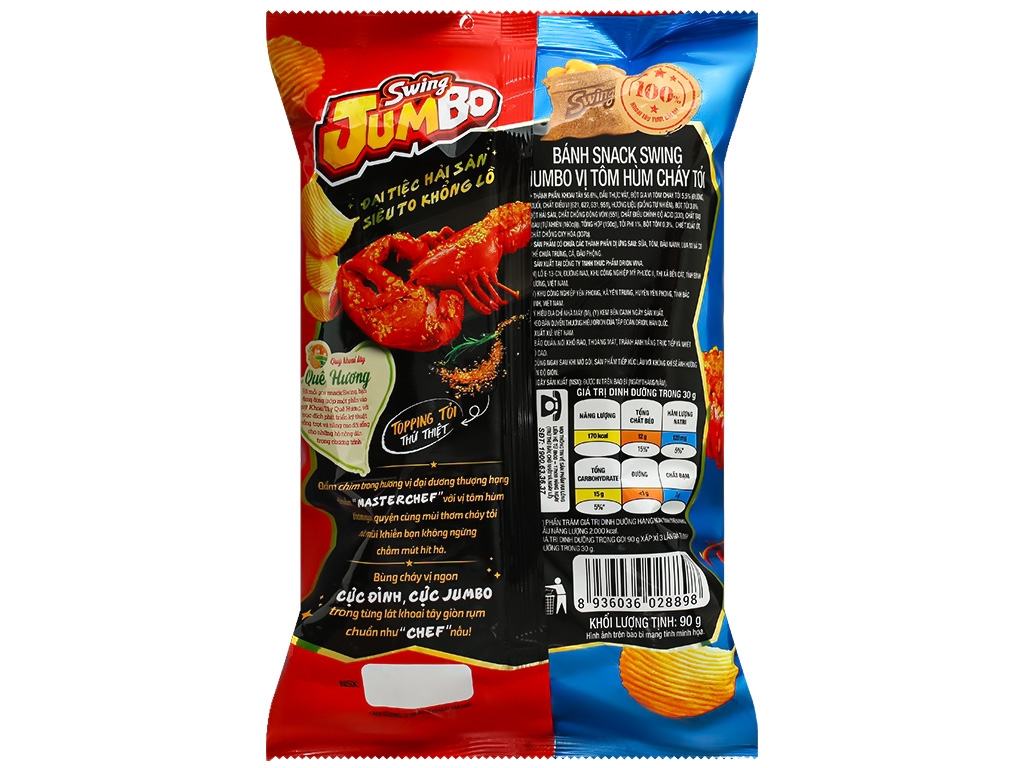 Snack vị tôm hùm cháy tỏi Swing Jumbo 90g tại Bách hóa XANH