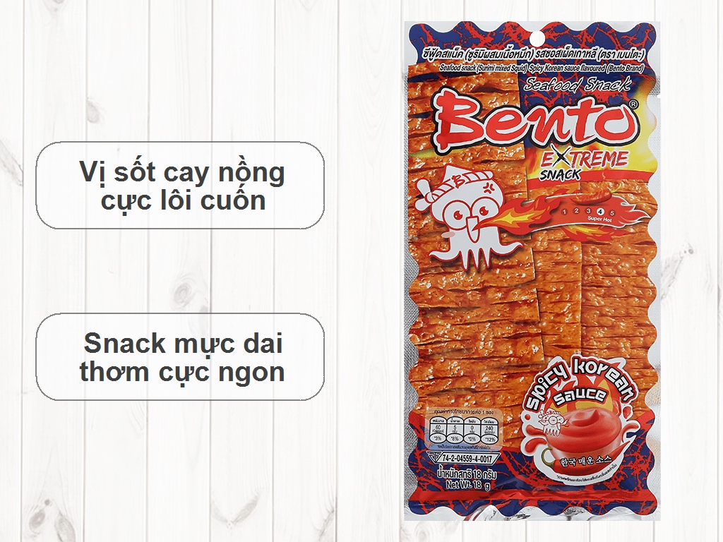 Snack mực sốt cay Hàn Quốc Bento 18g tại Bách hóa XANH