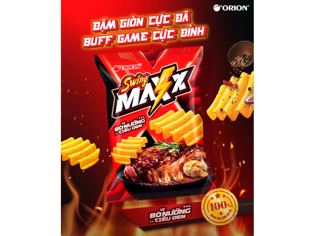 Snack vị bò nướng tiêu đen Swing Maxx 95g tại Bách hóa XANH