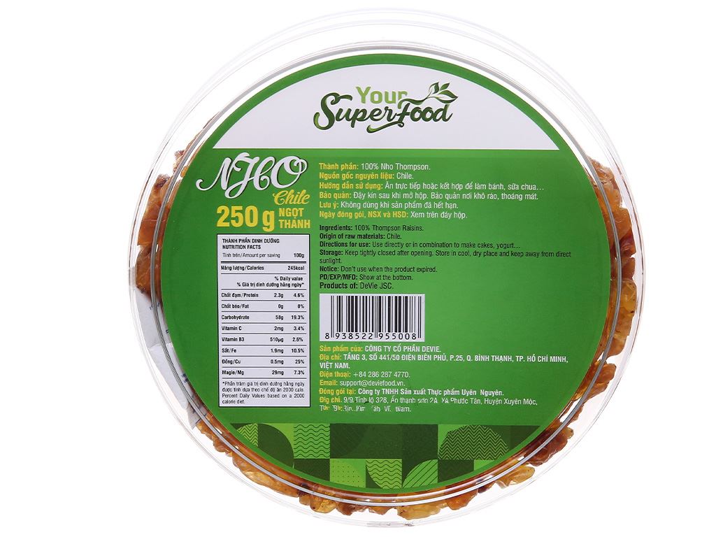 Nho Thompson Chile Your Superfood hộp 250g ở Bách hóa XANH