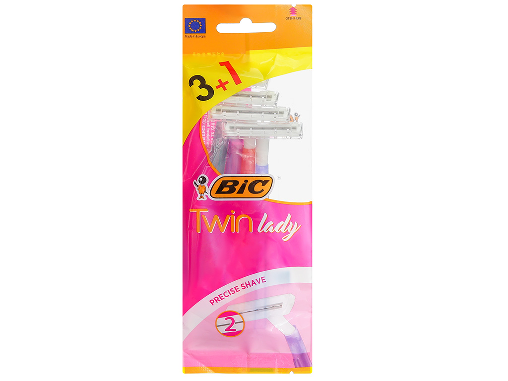 Bộ dao cạo BiC nữ 2 lưỡi 3 cây tặng 1 ở Bách hóa XANH