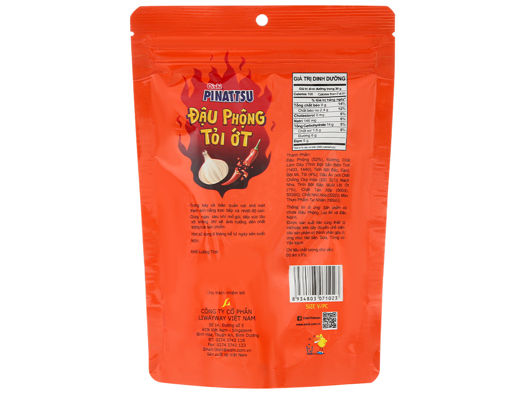 Đậu phộng vị tỏi ớt Pinattsu Oishi gói 80g tại Bách hóa XANH