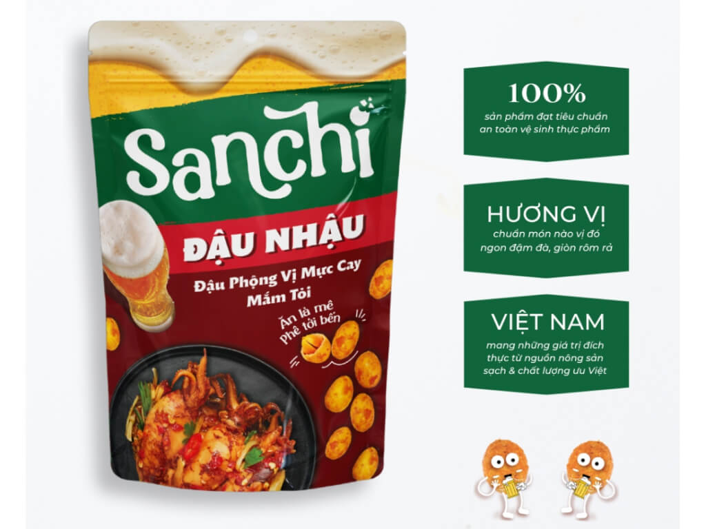 Đậu phộng mực cay mắm tỏi Tài Tài Sanchi 55g Bách hóa XANH