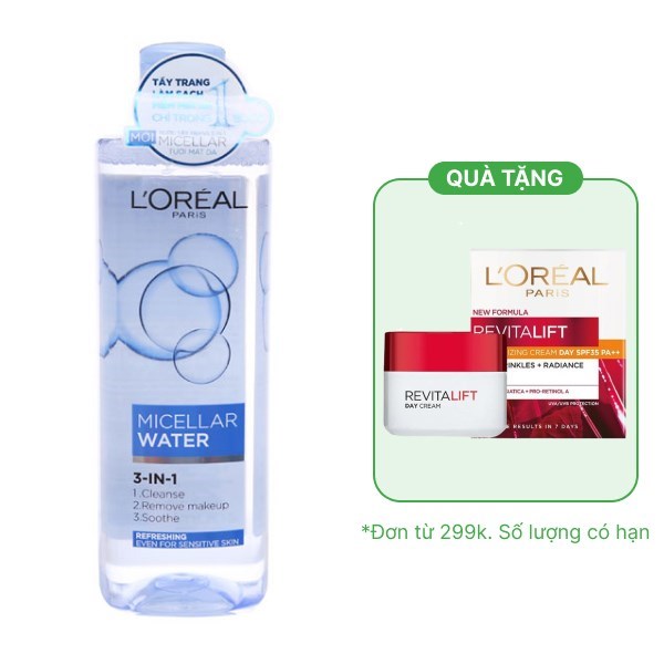 Nước tẩy trang L'Oréal Micellar Water 3 in 1 tươi mát cho da hỗn hợp, da dầu chai 400ml - 11/ ...