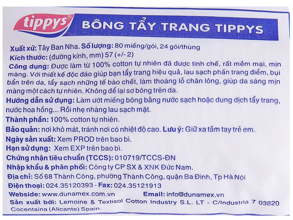 Bông tẩy trang Tippys 80 miếng giá tốt ở Bách hóa XANH